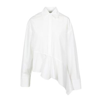 Sportmax Oversized Baumwoll-Popeline-Hemd mit asymmetrischer Raffung - - Blouses & Shirts - Damen - Wei&szlig; - XS