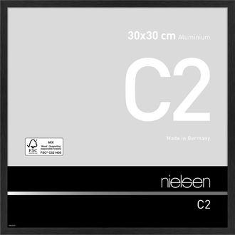 Nielsen Design Bilderrahmen, 30 x 30 cm, Aluminium, Schwarz matt, Rahmen zum Aufhängen im Hoch- & Querformat, Echtglas, C2