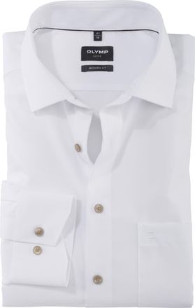 Olymp Herren Businesshemd Langarm Luxor,Einfarbig,modern fit,Global Kent,Weiss 00,40
