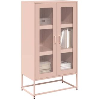 vidaXL Vidaxl - Buffet haut rose 68x39x123 cm en acier lamin&eacute; &agrave; froid - 6 compartiments - Capacit&eacute; de charge 90 kg - Installation flexible des portes