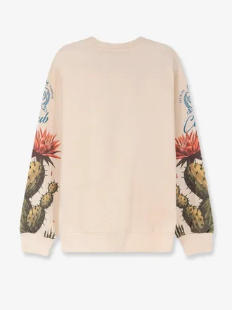 Barrow Mens Cotton Sweatshirt With Cactus Print White Shirt