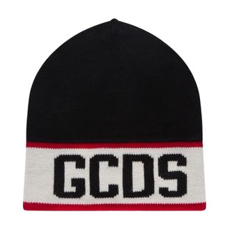 GCDS Gcds - Bonnet en laine jacquard noir - unisex - Accessoires - Noir - Taille: ONE Size