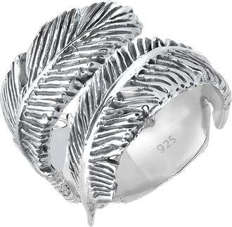 Elli Ring Damen Wickelring Feder Oxid in 925 Sterling Silber