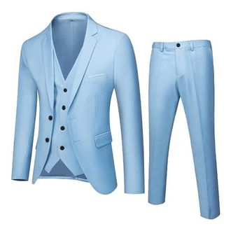 Generic Ensemble de costume pour homme - Coupe ajust&eacute;e - Solide - Formelle - Costume professionnel - Robe de mari&eacute;e - Groomsman Cblazer - Gilet Panto, 2 bouto