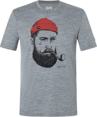 super.natural Print-Shirt f&uuml;r Herren, kurzam aus Merino M SN SAILOR TEE mit coolem Strand Motiv