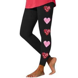 Generic Legging de Saint-Valentin pour femme - Legging extensible imprim&eacute; coeur - Collants sans pieds - Pantalon de course &agrave; pied, gym, sport, yoga, entra&icirc;nem