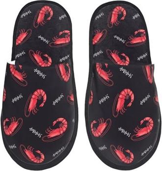 Generic Pantoufles En Coton Crevettes Fra&icirc;ches Imprim&eacute;es En Noir Cozy Pantoufles En Feutre Doux Chausson Hotel Pour Automne Homme Voyage L