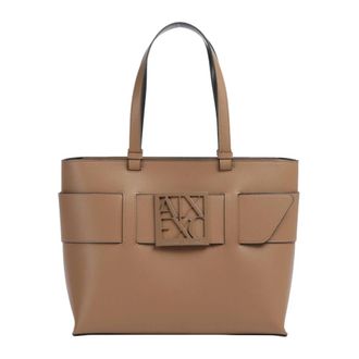 A|X Armani Exchange Mittlerer Shopper mit Ton-in-Ton-Monogramm - - Bags - Damen - Beige - ONE SIZE