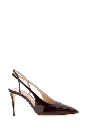 Casadei Womens Burgundy Leather Chanel Pumps Winsurf Scarpe Con Tacco High Heel Shoes