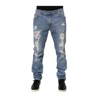 Dolce & Gabbana Blaue Tattered Slim Fit Denim Jeans - - Jeans - Herren - Blau - 2XL