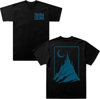 Generic Seven Lions Merch Cresent Moon T-shirt d&eacute;t&eacute; tendance d&eacute;contract&eacute; Y2K T-shirt &agrave; manches courtes Sport Unisexe, Noir, 4XL