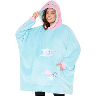 Hello Kitty Sanrio Cinnamoroll Kapuzenpullover Damen Teenager, Oversized Hoodie, Anime Decke mit Ärmeln und Plüschbeilage (Blau Cinnamoroll)
