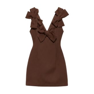 Aniye By Mini Figurbetontes Kleid mit Schleifen und V-Ausschnitt - - Dresses - Damen - Braun - M