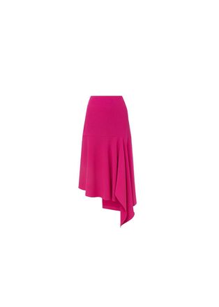 Balenciaga Fuchsia Wool Blend Asymmetric Midi Skirt Size 36