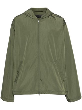 Balenciaga Kapuzenjacke mit Logo-Print - Grün