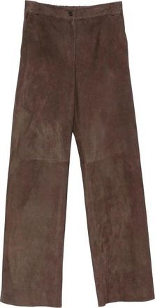Antonelli Perlage Leather Pantalons - Femme - Pantalons - Brun - Taille: 42 FR
