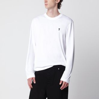 Ami White long-sleeved cotton T-shirt