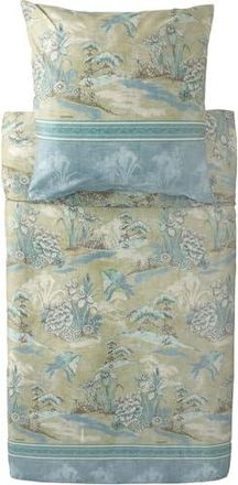 Bassetti ACQUAFORTE Bettw&auml;sche + 2 Kissenh&uuml;llen aus 100% Baumwollsatin in der Farbe Gr&uuml;n V1, Ma&szlig;e: 200x200 + 2 K 80x80 cm - 9333265