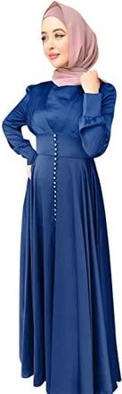 Generic Robes amincissantes pour femmes, robe musulmane d&eacute;contract&eacute;e, solide, manches abaya, caftan arabe, coupe-vent, longue, &eacute;l&eacute;gante, ample, bleu, XL