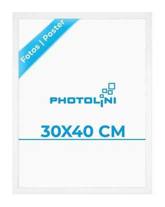 Photolini Bilderrahmen 30x40 Weiss Holz MDF, Bilderrahmen 40x30 cm bruchsicherem Acrylglas, Rahmen 30x40 Wei&szlig; zum Aufh&auml;ngen, Picture Frame mit extra Zubeh&ouml;r - R
