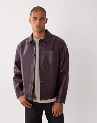 Asos Surchemise en imitation cuir - Bordeaux-Rouge