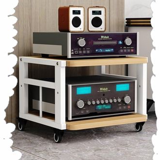 Generic HiFi-Rack, AV-Medienst&auml;nder Mit Rollen, 3/4/5-stufiger Audio-Video-Regal Verst&auml;rker Rack, Holz-Stereoschrank, Verstellbare Regale, CD-Player-St&auml;nder F