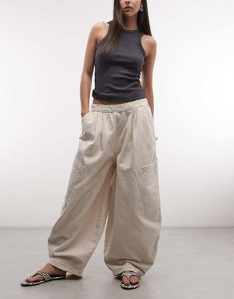 Collusion Pantalon cargo bouffant oversize - Blanc cass&eacute;