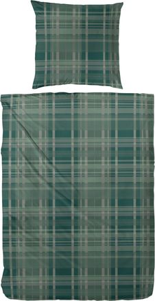 Primera Edelflanell Bettw&auml;sche 135x200 Streifen Karo grau tannengr&uuml;n 174146-55