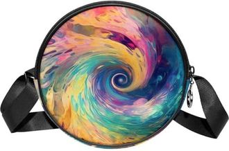 Generic Sac &agrave; bandouli&egrave;re circulaire pour femme, petit sac &agrave; bandouli&egrave;re fluide avec fermeture &eacute;clair, bretelles r&eacute;glables, sac &agrave; main rond d&eacute;contract&eacute; pour f