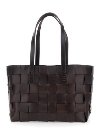 Dragon Diffusion Womens Tote Bag Woven Leather Brown