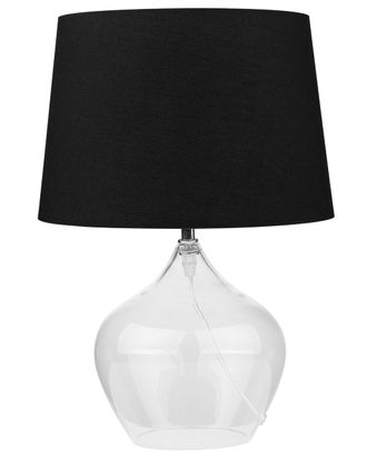 Beliani Klassische Tischlampe transparent/schwarz Trommelform Osum