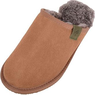 SNUGRUGS Pantoufles dhiver en peau de mouton véritable avec semelle EVA pour homme, Pointe en châtaignier, 42 2/3 EU