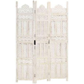 vidaXL Vidaxl - Cloison de s&eacute;paration 3 panneaux Blanc 120x165 cm Bois manguier