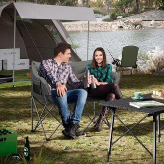 Woltu faltbar Campingstuhl f&uuml;r 2 Personen, Camping Faltsofa bis 300kg belastbar, Campingsofa gepolstert, Campingsessel klappbar f&uuml;r Outdoor Garten