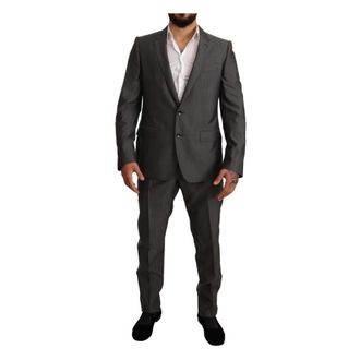 Dolce & Gabbana Graue Metallic Martini Slim Fit Anzug Set - - Suits - Herren - Grau - L