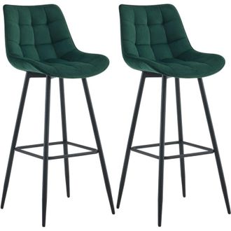 Clp Lot de 2 tabourets de bar Dartford Vert Velours