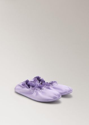 Mango Satinierte Ballerinas mit Gummiband lila - Damen - 36 - MANGO