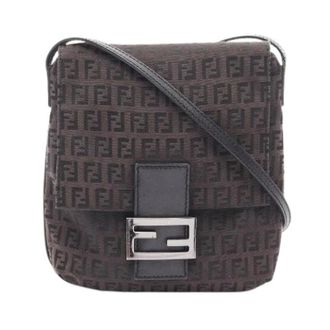 Fendi Pre-owned Zucchino Canvas Leather Shoulder Bag - - Pre-owned - Damen - Braun - ONE SIZE