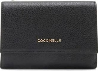 Coccinelle Femme, Accessoires, Noir, Taille: ONE Size Portefeuille Souple &agrave; Rabat M&eacute;tallique