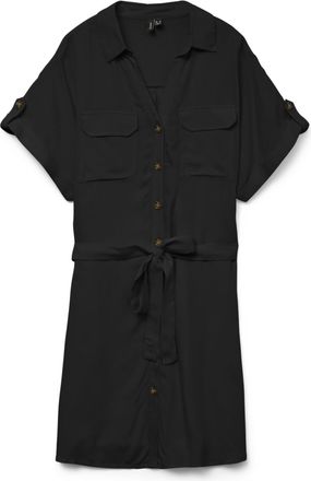 Vero Moda Damen Vmbumpy Ss Short Shirt Dress WVN Ga Noos, Black, Medium