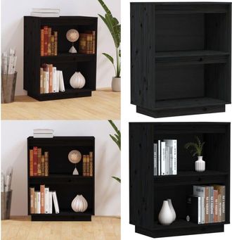 vidaXL Beistellschrank Schwarz 60x34x75 cm Massivholz Kiefer - Schreibtisch - Regal - Holzmöbel - Sideboard - Schwarz - Home & Living