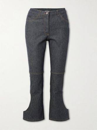 Courrèges Jean Évasé Raccourci Taille Haute À Découpes Reversed - Gris