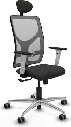 Piqueras y Crespo Schwarzer PC-Stuhl mit wei&szlig;en und schwarzen Armlehnen, h&ouml;henverstellbare Lendenwirbelst&uuml;tze und festes Kopfteil, ausgestattet mit 3 Positionen, Grau/S