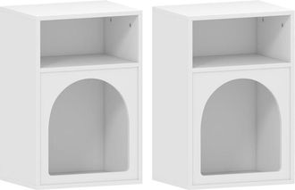 HOMCOM Homcom - Lot de 2 chevets tables de nuit design tendance troglodyte 2 niches dim. 40 x 30 x 60 cm blanc
