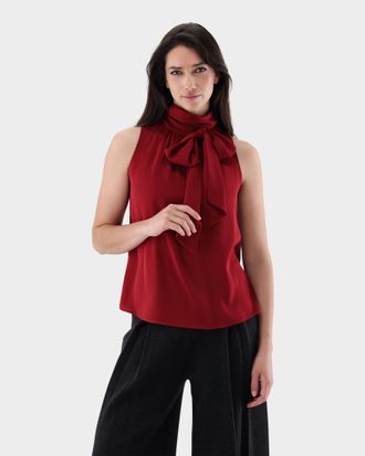 van Laack &Auml;rmellose Seidenbluse mit Schluppe
