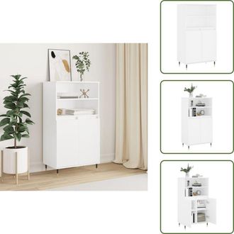 vidaXL Vidaxl - Buffet haut Blanc 60x36x110 cm Bois ding&eacute;nierie - Buffet Design Industriel - Meuble Rangement Blanc - Armoire Cuisine - Commode Salon