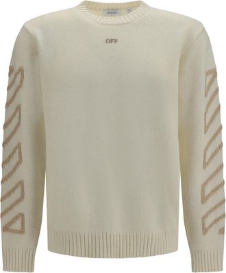 Off-white Diagonal Arrow Fuzzy Knit Crewneck - - Knitwear - Herren - Beige - S