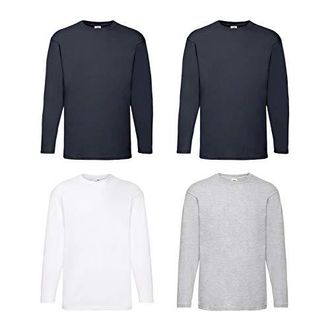 Fruit Of The Loom &laquo; Valueweight &raquo; - T-shirt &agrave; manches longues, 2 marine/blanc/gris, XXL