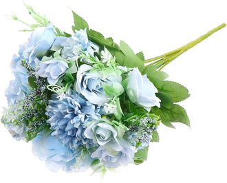 SOLUSTRE Simuliertes Blumenbouquet Für Hochzeitsfotografie Kunstblumenarrangement in Hellblau Für Tischdekoration Und Heimdekoration