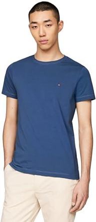 Tommy Hilfiger T-Shirt Manches Courtes Homme Stretch Slim Fit Tee Col Ras-du-Cou, Bleu (Aegean Sea), XXL